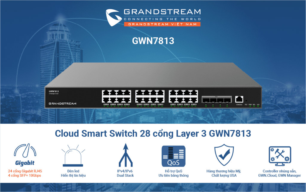 Cloud Smart Switch Layer-3 28 Cổng GWN7813 » Grandstream Việt Nam