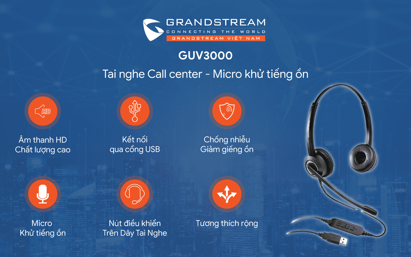 Tai Nghe USB GUV3000 Với Mic Chống ồn » Grandstream Việt Nam